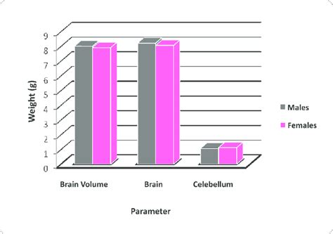 histogram comparing the sex differences in the brain and cerebellum