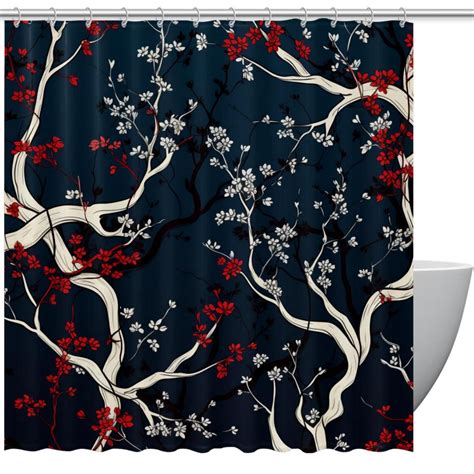 Beautiful Tree Pattern Waterproof Shower Curtain Textured Prints