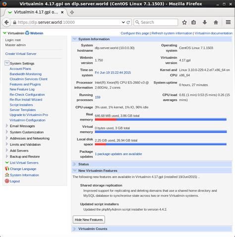 centos 7 install virtualmin server world