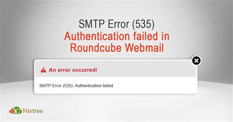 smtp error 535 authentication failed in roundcube webmail nixtree