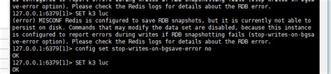 错误：redis error misconf redis is configured to save rdb snapshots