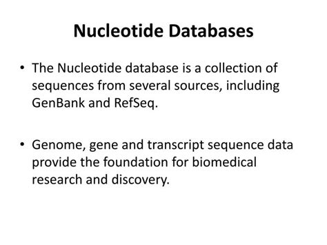 Ppt Nucleotide Databases Genbank Powerpoint Presentation Id 1605573