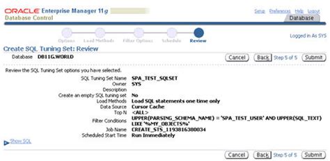 oracle base sql performance analyzer in oracle database 11g release 1