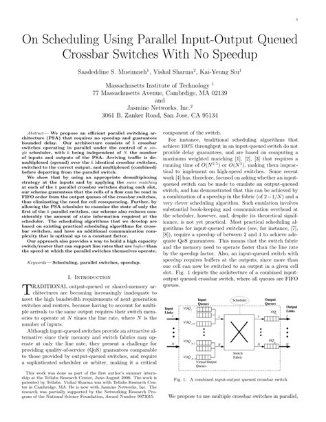 pdf on scheduling using parallel input output queued crossbar