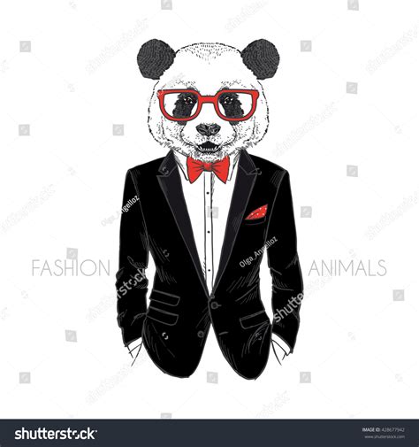 panda man dressed up in tuxedo furry art illustration