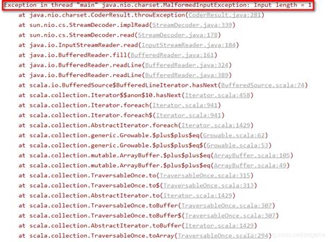 exception in thread main java nio charset malformedinputexception