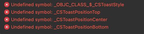 stuck with showing recent issues undefined symbol objc class