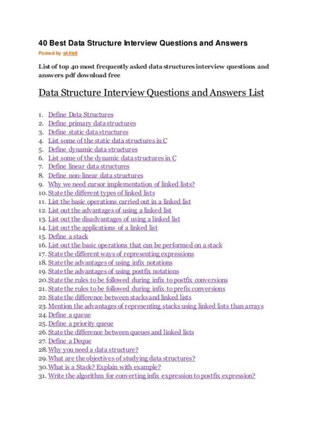 40 best data structure interview questions and answers
