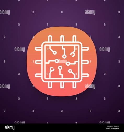 Processor With Electronic Circuits App Icon Ui Ux Interface