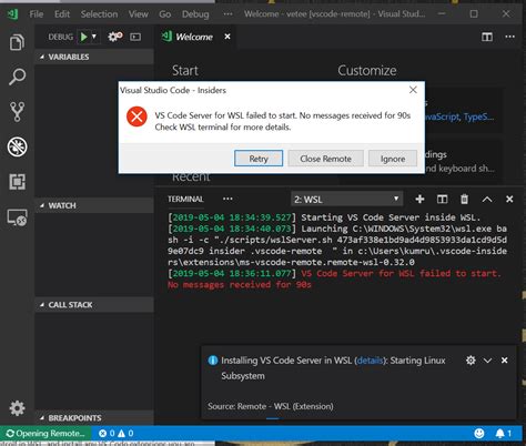 vscode remote release vs code server for wsl failed to start no