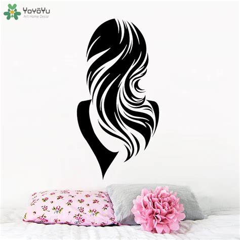 Yoyoyu Wall Decal Girls Beauty Salon Wall Stickers Long Wavy Hair