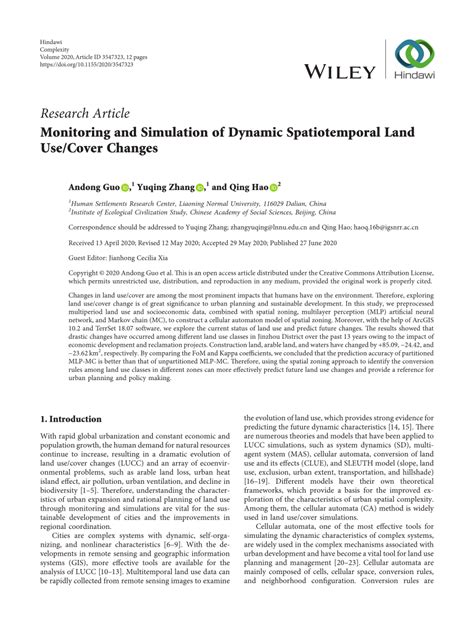 Pdf Monitoring And Simulation Of Dynamic Spatiotemporal Land Use