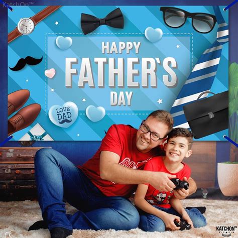 Katchon Xtralarge Happy Fathers Day Banner 72x44 Inch Blue Fathers