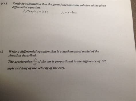 Solved Verify By Substitution That The Given Function Is The