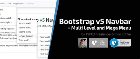 bootstrap v5 navbar component with multi level and mega menu dev
