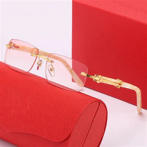 Designer Carti Rimless Sunglasses Mens For Women Gold Silver Fashion