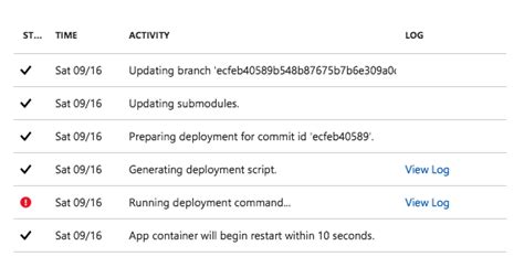 node js azure app service linux git deployment error