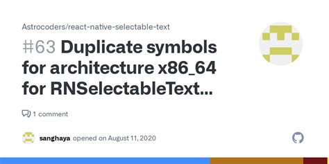 duplicate symbols for architecture x86 64 for rnselectabletext and