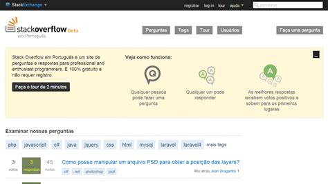 stack overflow enorme comunidade para programadores está disponível