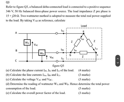 Solved Refer To Figure Q3 A Balanced Delta Connected Load