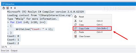 do you know that you can easily copy code from c interactive window