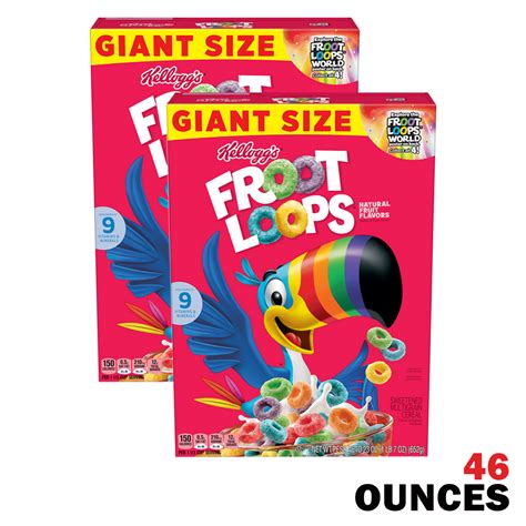 Kelloggs Froot Loops 23 Ounce Pack Of 2 Cereal Giant Size Hy Vee
