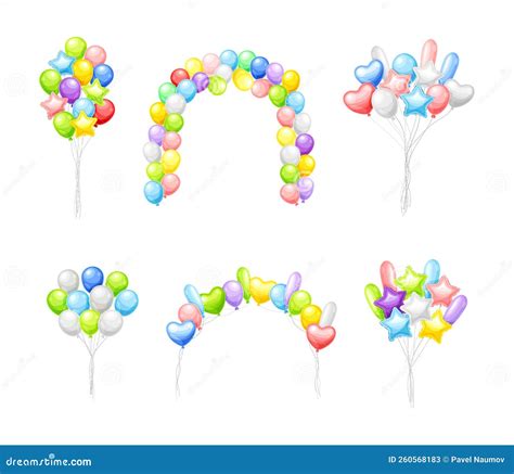 Colorful Inflated Helium Balloons Isolated On A White Background