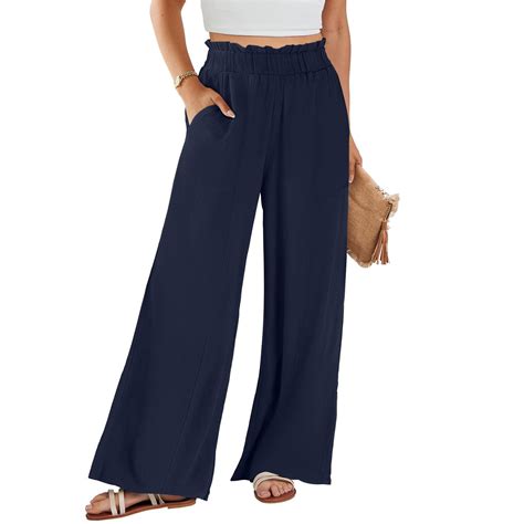 Gwx13 Womens Cotton Linen Pants Summer Wide Leg Casual Loose