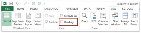 how to display or hide row and column headers in excel