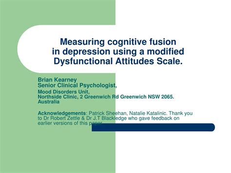 Ppt Measuring Cognitive Fusion In Depression Using A Modified