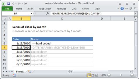 excel formula series of dates by month exceljet