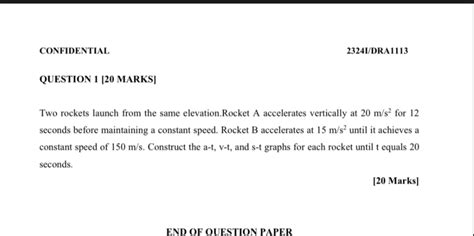 Solved Confidential 2324i Dra1113 Question 1 [20 Marks] Two Rockets