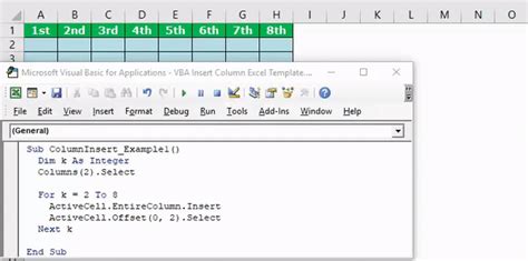 vba insert columns how to insert column in excel