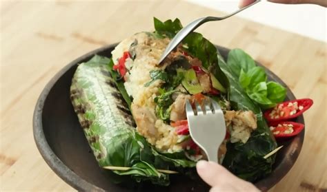 Resep Nasi Bakar Teri Dan Ayam Suwir Kemangi Yang Harum Gurih Dan