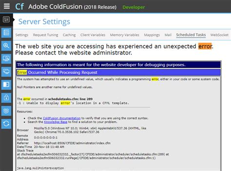 solved unable to open scheduled task section in cf admin adobe