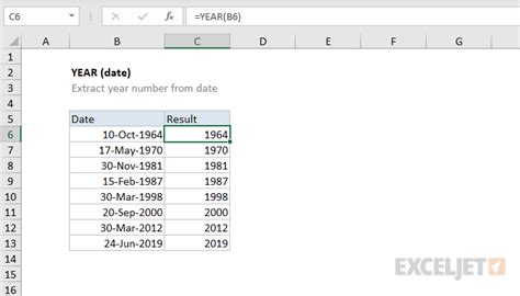 excel year function exceljet