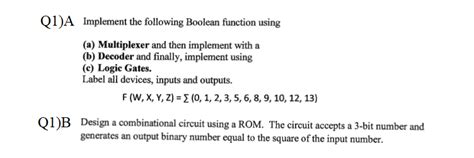 solved q1 a implement the following boolean function using