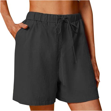 Viikei Womens Shorts Athletic Works Womens Cotton Linen Shorts Solid