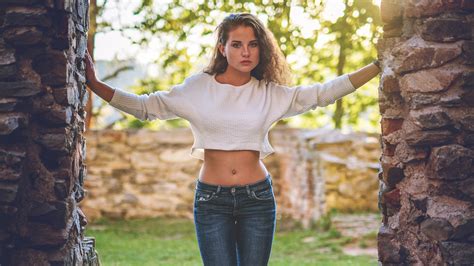 Belly Button Innie Navel Women Model Brunette Women Outdoors
