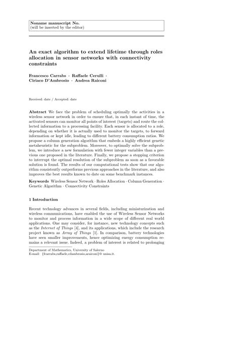 pdf an exact algorithm to extend lifetime through roles allocation in