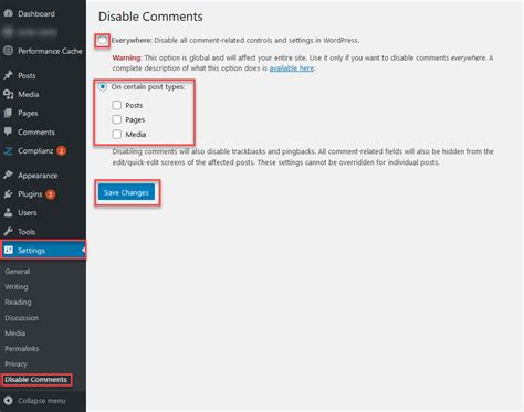 how to disable comments in wordpress ionos