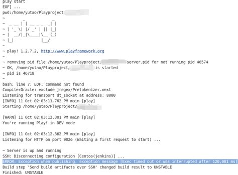 error exception when publishing exception message [exec timed out or