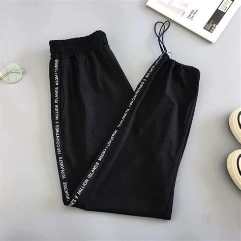Joggers Frauen Streetwear Schwarz Weiß Elastische Taille Harem Hosen