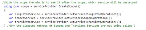 c dependency injection using services with microsoft extensions