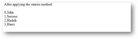 javascript array entries method javatpoint
