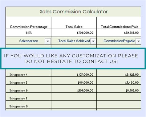 Sales Commission Calculator Editable Excel Sales Commission Calculator