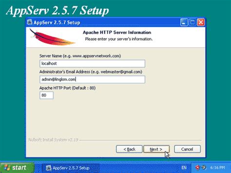 how to setup apache web server using appserv