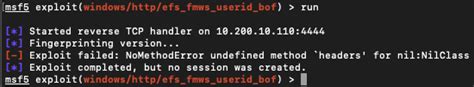 Nomethoderror In Exploit Windows Efs Fmsw Userid Bof · Issue