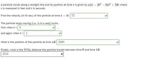 Solved A Particle Moves Along A Straight Line And Its Position At Time