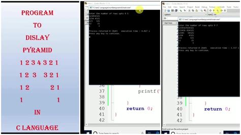 program to display number pattern 6 using nested for loop in c language